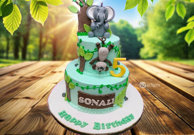 Jungle Safari 2 Tier Cake – Wackers